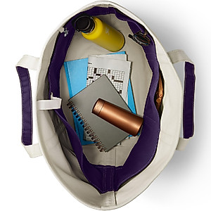 Lands' End Natural Open Top Canvas Tote Natural/blackberry No SzX-Large