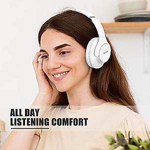 KVIDIO [Updated] Bluetooth Wireless Headphones Over Ear, 65 Hours Playtime with Microphone,Foldable Lightweight Headset with Deep Bass,HiFi Stereo Sound for Travel Work Laptop PC Cellphone