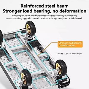 Foldable Platform Truck Push Dolly Heavy Duty 2000 lb. Weight Capacity with Brake and 6" 360 Degree Swivel Wheels