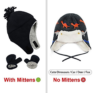 Zando Baby Beanies Infant Toddler Cute Cartoons Hat Baby Boys Earflap Caps Fall Winter Cute Dinosaurs M (18.90-19.69) Suggest 1-2T