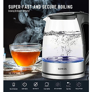 AZEUS Electric Kettle 1500W Cool Touch Tea Kettle Anti-scalding Design 1.8L Large Capacity Kettle BPA-Free, White