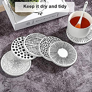 YumSur Drink Coasters Set of 6 with Holder Absorbent Ceramic Stone Coasters with Cork Bottom Heat and Scratch Resistance Decorative Drink Mats Coasters Cup Coasters
