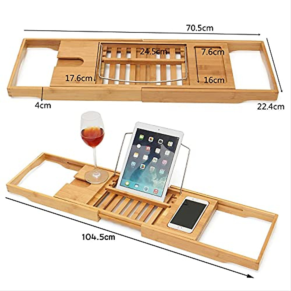 Abilen Bathroom Wooden Bathtub Tray Bath Shelf for Bath Caddy Wine Holder Tub Tray Over Bathtub Rack Support Storage Accessories