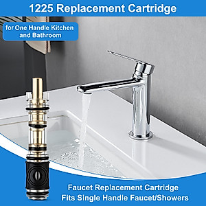 Dual Seal 1225 Replacement Cartridge, Compatible with Moen 1225 1225B, One Handle Kitchen and Bathroom Faucet Cartridge Replacement, for Single Handle Faucet/Showers, Brass