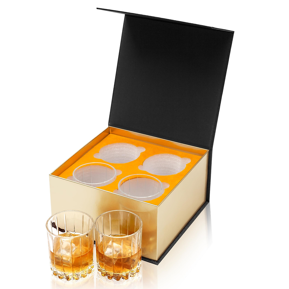 KANARS Crystal Whiskey Glasses, Set of 4 Premium Rocks Glasses in Elegant Gift Box, 10 Oz Old Fashioned Glass Tumblers for Bourbon, Scotch Whisky, Cocktails, Cognac, Liquor Drinking