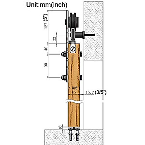 DIYHD TSQ72 8FT Ornate Cut Roller Black Iron Sliding Barn Hardware, Single Door kit