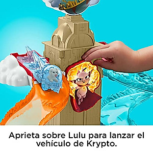 Fisher-Price DC League of Super-Pets Daily Planet Rescue die-cast vehicle racetrack playset with vehicle launcher and 2 ramps for kids ages 3 and up