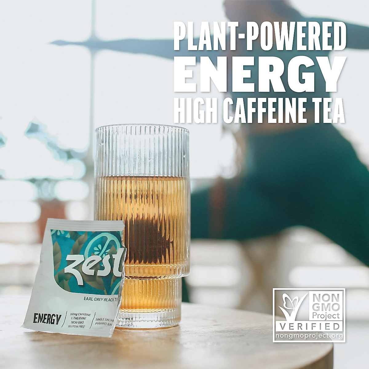 Zest 135-150mg High Caffeine Energy Leaf Blends - Variety Mini Sampler Pack - Black Tea & Green Tea - 8 Tea Bags - Natural Strong Flavored Healthy Coffee Alternative Highly Caffeinated Keto Substitute