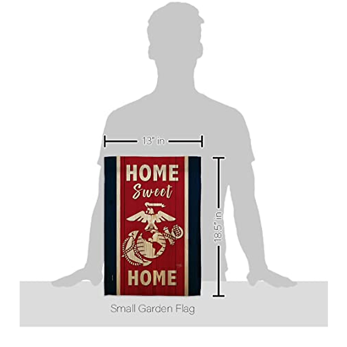 Home Sweet Marine Corps Garden Flag - Set Mailbox Hanger Armed Forces USMC Semper Fi United State American Military Veteran Retire Official - House Banner Small Yard Gift Double-Sided 13 X 18.5