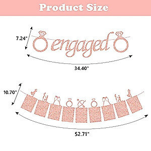 Engagement Wedding Decorations, Rose Gold Engaged Banner and Photo Banner for Engagement/Wedding Party decor(Rose Gold)