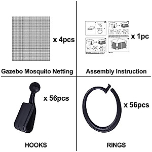 Sunshine Outdoor Gazebo Replacement Mosquito Netting Screen 4-Panels, Universal Netting Side Walls for Patio, Garden, Yard (Net Only)(10' x 10', Dark Grey)