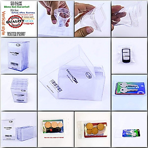 Fanta5tic 50 Pack Extra Thick ID Card Badge Holder, Vertical Hanging Card Holder with Zipper, Type Resealable Bulk Nametag Holders, Clear PVC, Waterproof Sleeve Pouch