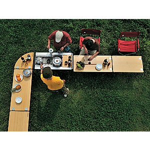 Snow Peak IGT Bamboo Table Long, CK-117TR, Designed in Japan, Made of Laminated Bamboo, for Snow Peak Iron Grill Table System, Lifetime Product Guarantee