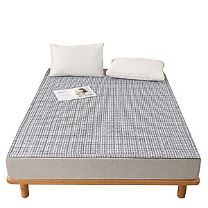 Mattress Pad Twin，Breathable，Non-Slip Mattress Protector with Elastic Straps，Quilted Mattress Topper Cover for Adults and Kids，Raw Cotton，Washable