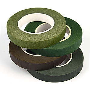 KUUQA 4 Rolls 1/2" Wide Floral Tapes for Bouquet Stem Wrapping and Floral Crafts,Wedding Bouquet,Dark Green,Light Green,Grass Green,Dark Brown