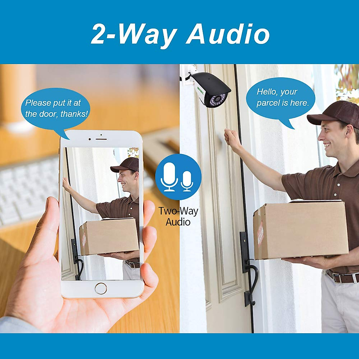 SV3C WiFi Security Cameras Outdoor, 2 Pack 1080P Two-Way Audio Exterior IP Camera, Outside Surveillance Cam Supports Motion Detection, ONVIF Conformance, IP66 Waterproof, RTSP,Max 128GB SD Card Record