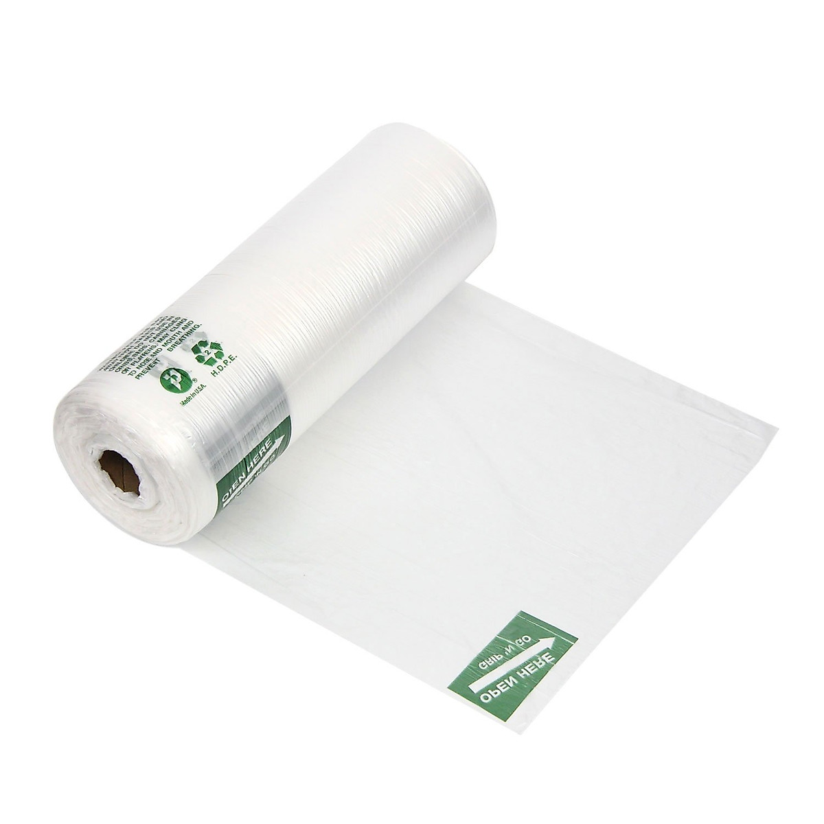 875 Ct 12"x 20" Large Plastic Produce Bag Roll, US Made HDPE, Durable Clear Food Storage Saver for Fruit Vegetable Bakery Snack Grocery Bags