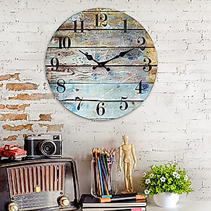 Stonebriar Vintage Farmhouse Wooden 14 Inch Round Battery Operated Hanging Wall Clock