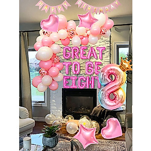 42 PCS Great to Be Eight Birthday Decoration Girls Eight is Great Birthday Balloons 8 Years Old Birthday Decoration Girls 8th Birthday Decoration