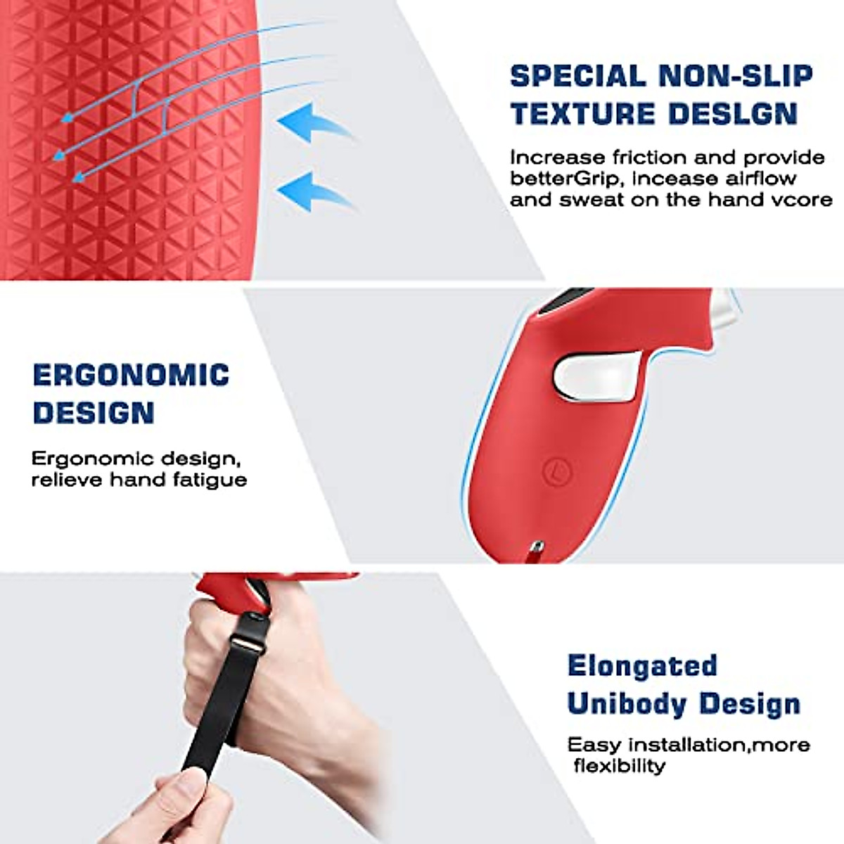 FINPAC Protective Cover Sleeve for Quest 2 Gaming VR Headset, Silicone Sweatproof Face Cover + Lens Cap + Touch Controller Grip Cover Bundle for Virtual Reality Accessories (Red)