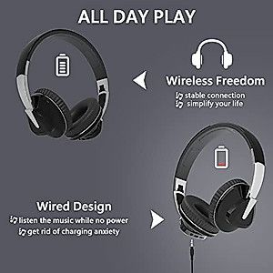 Over Ear Headphones Wireless Bluetooth Noise Cancelling Headphones with Mic, 40H Playtime, Comfortable Protein Ear Cups, HiFi Stereo Foldable Headset for Travel, Home, Office