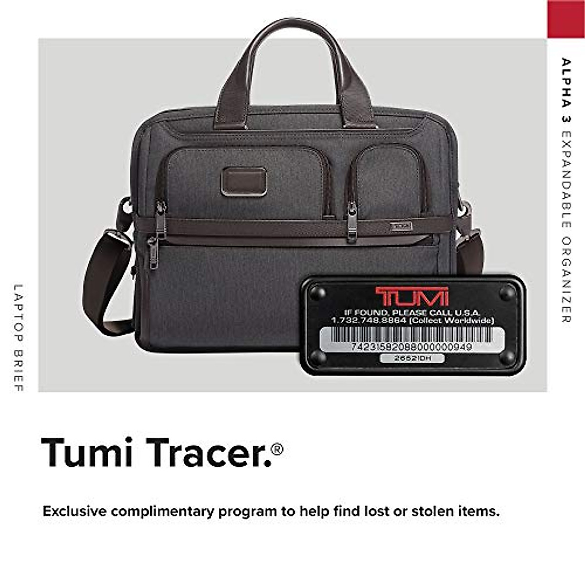 TUMI Alpha 3 Expandable Organizer Laptop Briefcase - 15-Inch Computer Bag for Men and Women - Anthracite