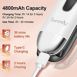 Sunmay Voga Cordless Hair Straightener and Curler 2 in 1, Cordless Travel Flat Iron for Touching Up Short Thin Fine Hair On The Go, Mini Portable Straightener with 4800mAh Battery, Quick Heat Up