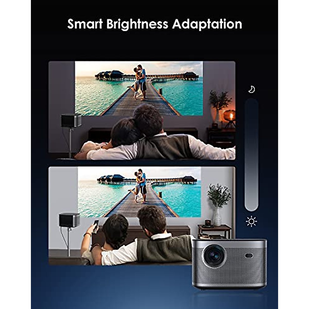 XGIMI Horizon 1080p FHD Projector 4K Supported Movie Projector, 2200 ANSI Lumens, Harman Kardon Speakers, Android TV 10.0, Auto Focus, Auto Keystone Correction, Auto Object Avoidance, WiFi Bluetooth