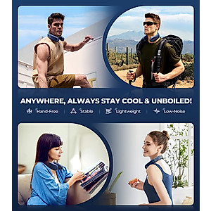 1S Cool Down 30°F Neck Fan with Double Semiconductor Coolers, 360° Surrounded Personal Fans Air Conditioner that Blow Cold Air, 8H Lasting Portable Fan with 3 Speed, Gifts for Men Women Outdoor Travel