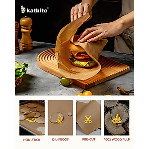 Katbite 400PCS Unbleached Parchment Paper Sheets, 12 x 16 IN Pre-Cut Baking Parchment, Heavy Duty Non-Stick Baking Paper for Half Sheet Cookie Bread Cake Pans, Grilling Meat Pizza,Oven,Air Fryer