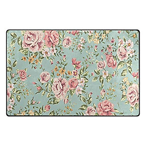 ALAZA Shabby Chic Floral Blossom Area Rug Rugs Non-Slip Floor Mat Doormats Living Dining Room Bedroom Dorm 31 x 20 inches Home Decor