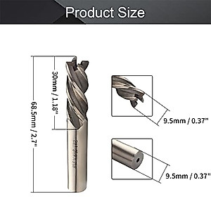 Utoolmart 3/8" Cutting HSSAL Spiral Drill Bit Straight End Mill Cutter 4 Flute with 3/8" Shank 2pcs