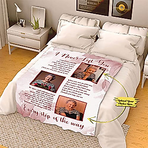 Custom Memorial Blanket, Gift for Loss of Loved Ones, Family, Friend, I Never Left You, Condolence Bereavement Gift Fleece Blanket with Personalized Pictures for Couch Bed Sofa Printed in USA