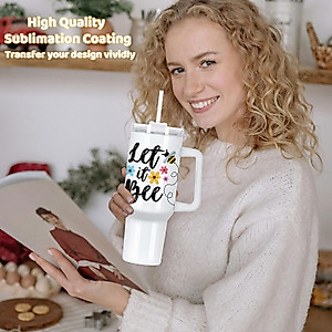 Maucircol 40 Oz Sublimation Tumbler with Handle 4 Pack, Stainless Steel Sublimation Tumbler Mug Blanks with Handle, White