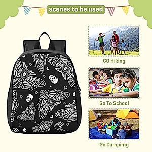 Sletend Toddler Backpack Gothic Skull Moth Waterproof Mini Backpack Boys/Girls Cute Small Backpack Kindergarten Pre School Bags (S)