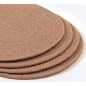 Kosmeey 4 Pack Oval Woven Placemats, Jute Woven Plate Chargers Rattan Woven Placemats 12x16 inches Wicker Placemats Farmhouse Boho Braided Heat Resistant Outdoor Placemats Patio Tablemats for Dinning