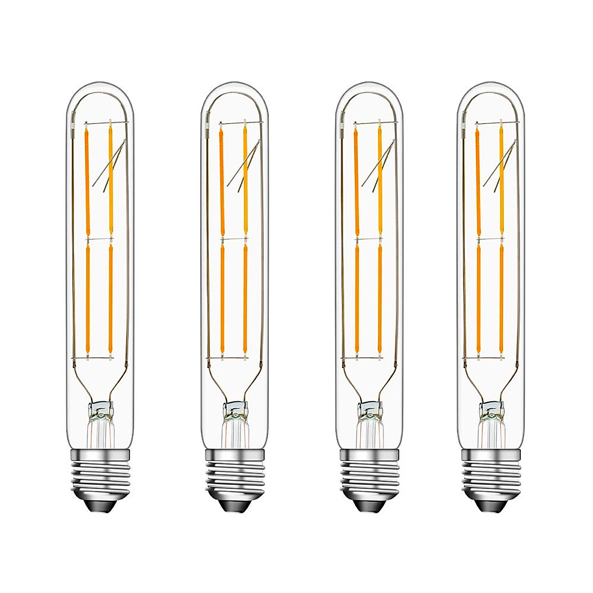 Gogailen ROUENOK Dimmable 6W Tubular LED Bulbs, T10 T30 LED Vintage Bulb 60 Watt Equivalent, Warm White 2700K, E26 Medium Base 600LM, 7.3 Inches Long Edison Style Filament Light Bulb, Pack of 4