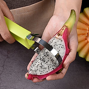 Suuker Melon Baller Scoop Set,4 In 1 fruit cutters shapes for kids, watermelon scooper fruit scooper and baller, Seed Remover Knife and fruit carving tools（Green）