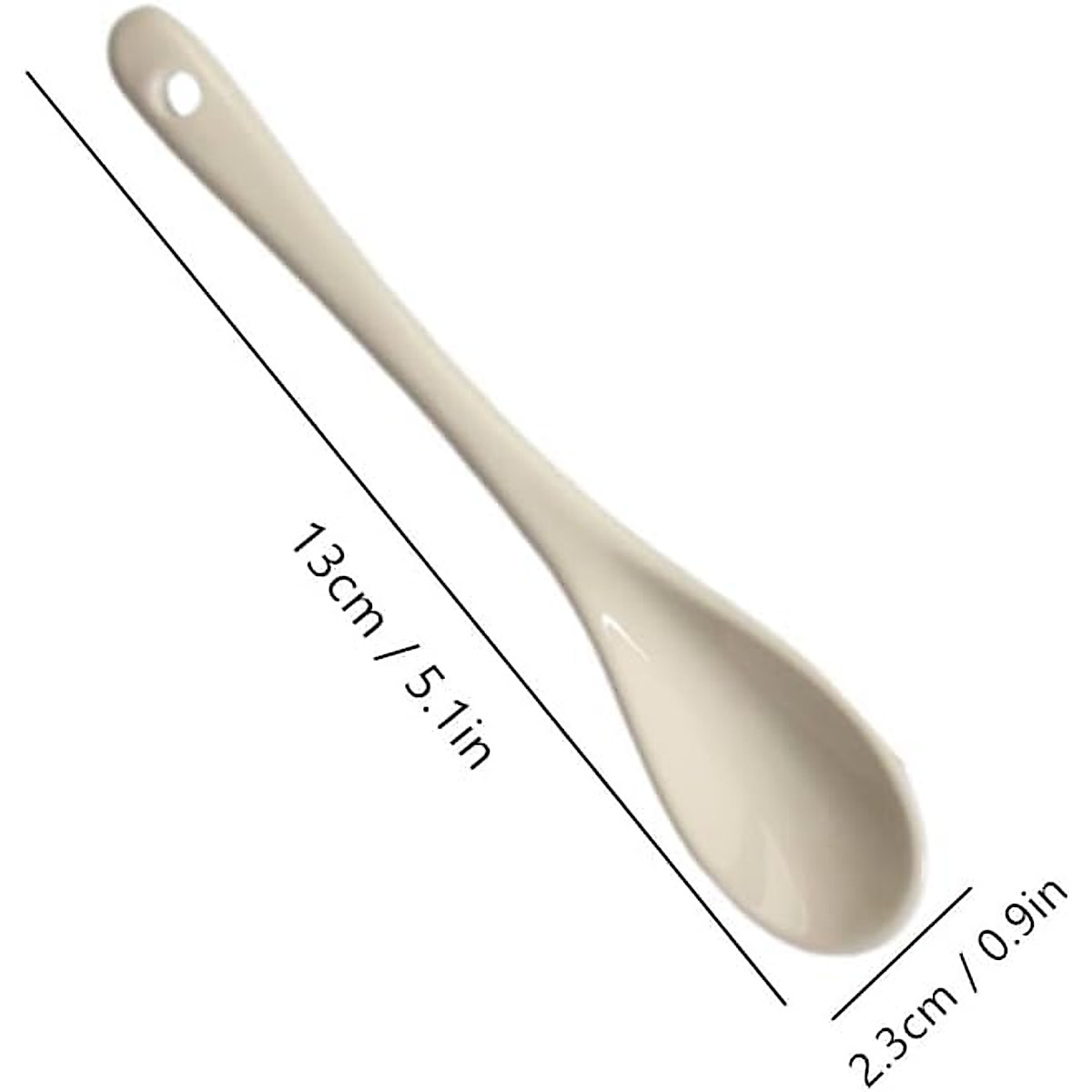 5 Inch White Ceramic Coffee Spoon with Long handle, Small Tea Spoons for Soup,Yogurt,Ice-cream, Appetizers, Desserts Teaspoon Kitchen Tool (12 Pack)