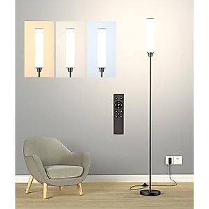HZX999 Remote Control Floor lamp,Bright Floor Lamps for Bedroom、Living Room，Stepless Adjustable 3000K-6000K Colors and 10-100% Brightness Remote Control Lamps,Standing Lights for Living Room (Black)
