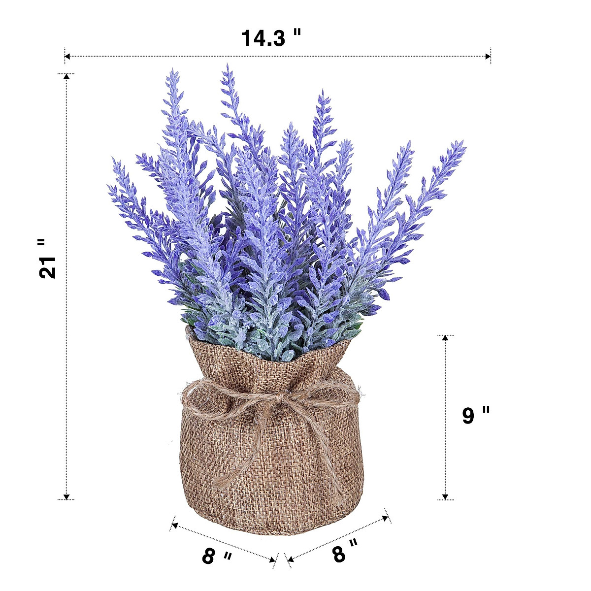 Artificial Mini Potted Flowers Plant Lavender for Home Decor Party Wedding Garden Office Patio Decoration (Linen 2set)