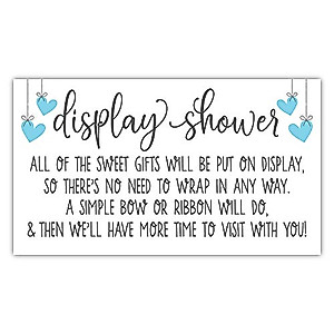 50 Blue Display Shower Cards - Unwrapped Gift Request for Boy Baby Shower - Invitation Inserts
