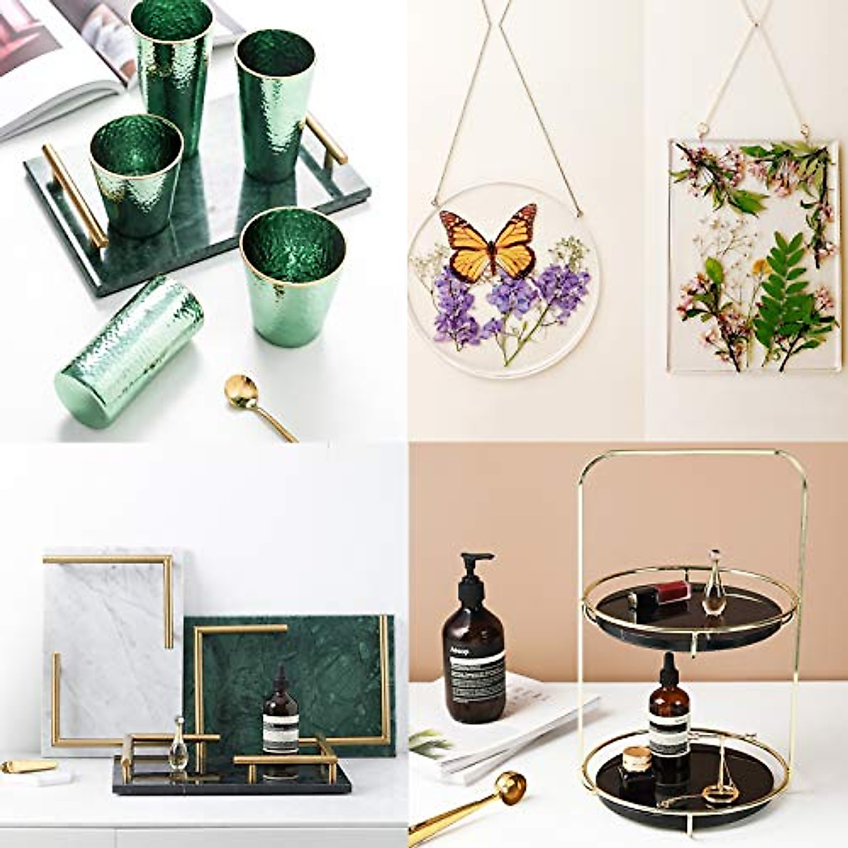 2Pack Large Resin Mold,Oversized Silicone Tray Molds for Epoxy Resin,Include Round,Rectangle Shaped Plate Molds for Resin Casting,Home Decorations Crafts