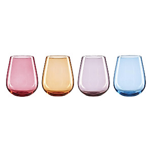 Oneida True Colors Stemless Wine Glasses, Set of 4, 4 Count, Multi