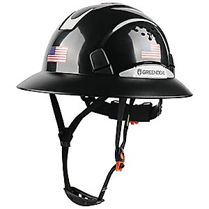 Full Brim Hard Hat Vented Construction Safety Helmet OSHA Approved Cascos De Construccion Work Hardhats with Cooling Towel for Men&Women 6 Point Adjustable Ratchet Suspension