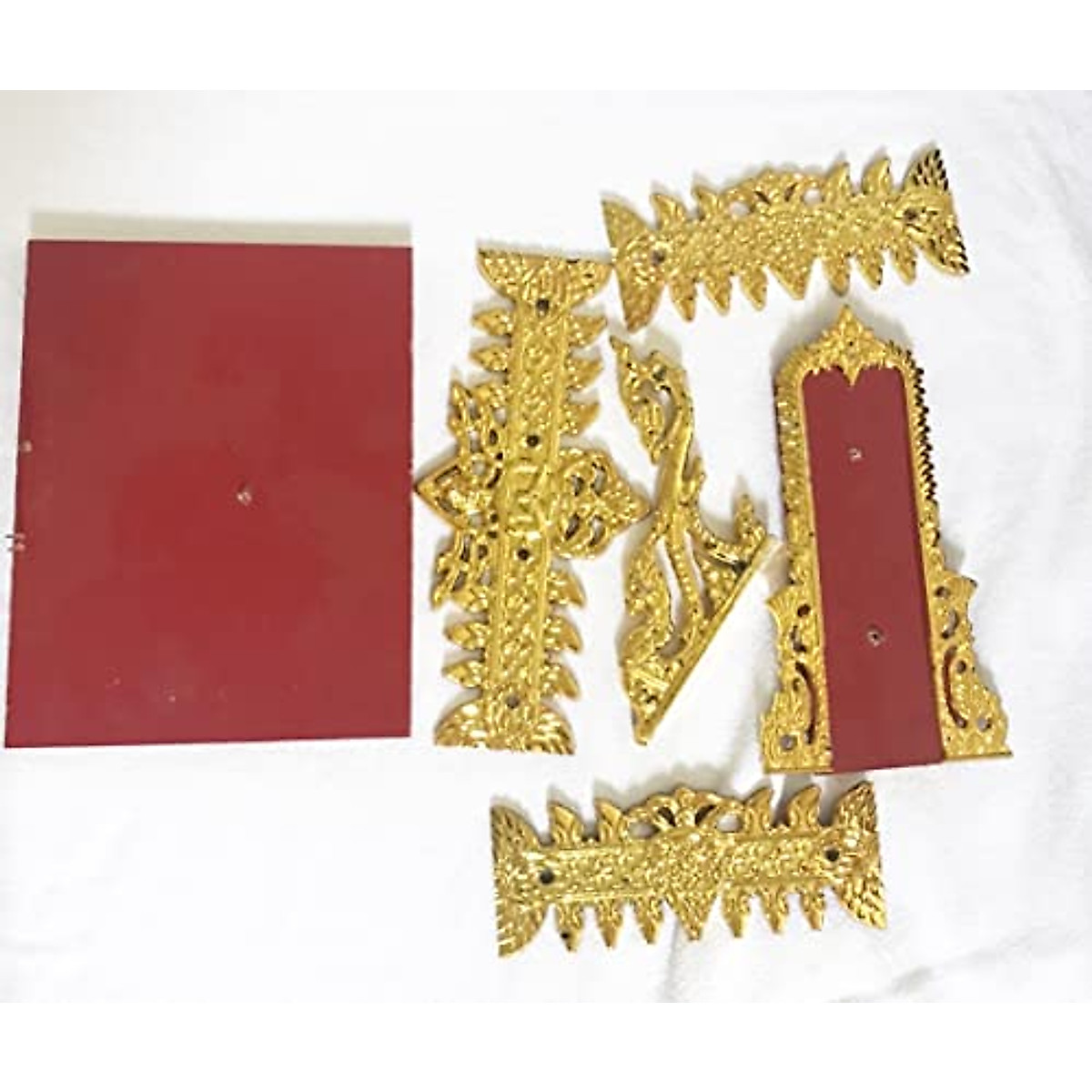 linnilyn Buddha Wood Shelf Wall Buddhist Display Vintage Gold Red Shrine 11 inches