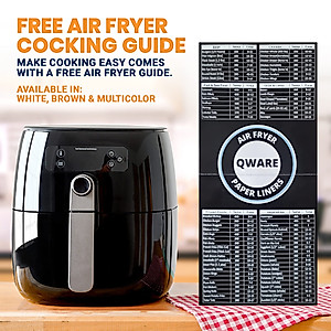 Qware Air Fryer Liners Disposable, 100Pcs Disposable Air Fryer Paper liners for Roasting, Frying and Baking, Oil Proof Airfryer Paper Liners for 3-5 QT (7.8 inches, Round-Brown)+Cooking Guide