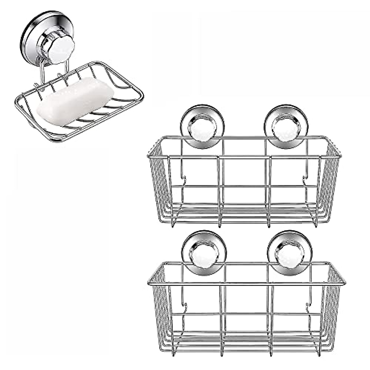 iPEGTOP Vacuum Suction Cup Shower Soap Dishes ＆ Shower Caddy Bath Shelf for Bathroom Storage Organizer