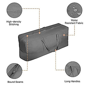 Vailge Patio Cushion Storage Bag Waterproof Cushion Storage Bag 45.5 Inch, Indoor Outdoor Cushions Storage Bag with Zipper and handles, Dustproof Patio Furniture Cover Storage Bag -Standard,Grey