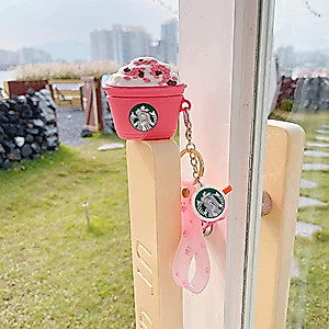 ZBDLXMD Compatible with AirPods 3rd Generation,(2021 Release) Cute 3D Cartoon Kawaii Funny Fun case,Designed with Drink Cup Keychain for Apple AirPods 3 Charging Case(Pink Coffee Cup)
